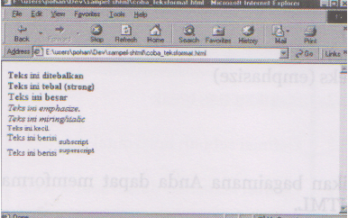 Format Teks HTML - Pemformatan Teks Dan Teks Preformat