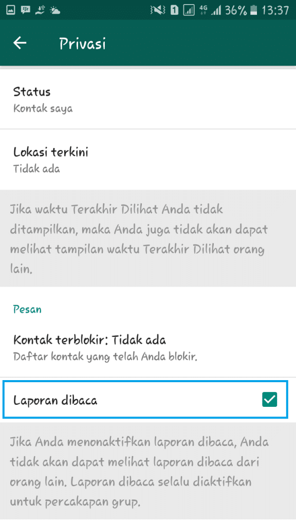 Cara Menghilangkan/Menonaktifkan Tanda Centang Biru Di WhatsApp, Sangat Mudah!