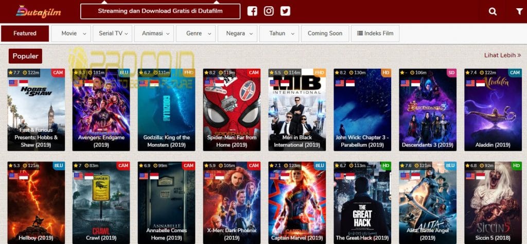 Situs Nonton Film Online (Streaming) Gratis Subtitle Indonesia Terbaik